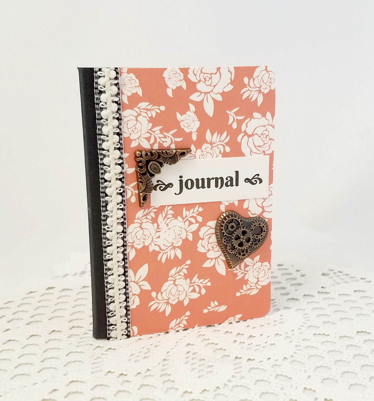 Coral Mini Journal - Small Floral Journal - Small Coral Notebook ...