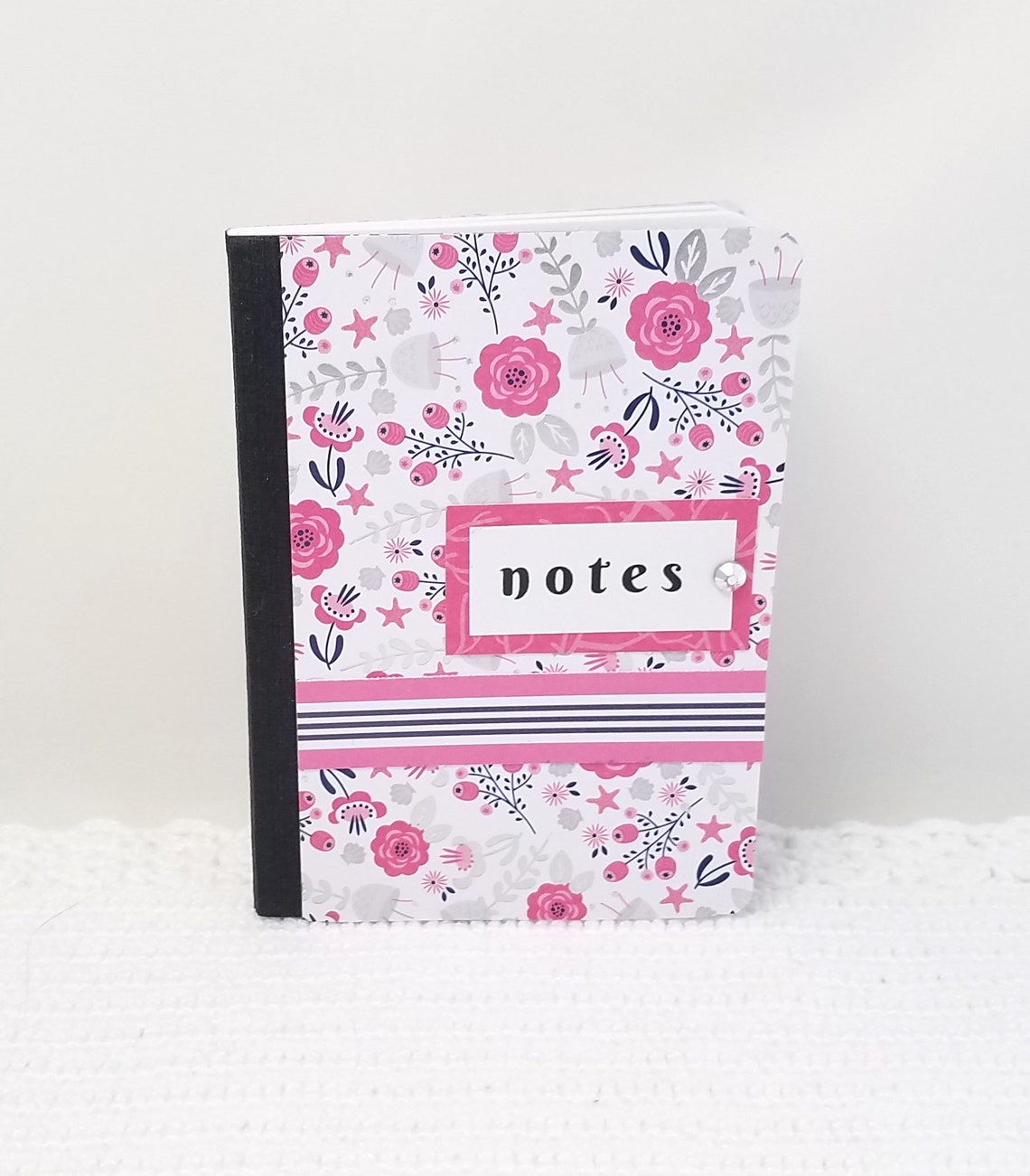 Pink Floral Mini Journal - Small Pink Floral Notebook - Bright Pink ...