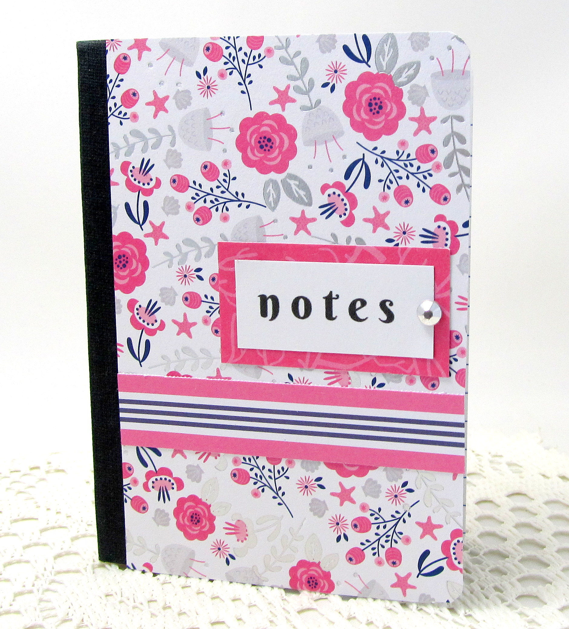Pink Floral Mini Journal - Small Pink Floral Notebook - Bright Pink ...