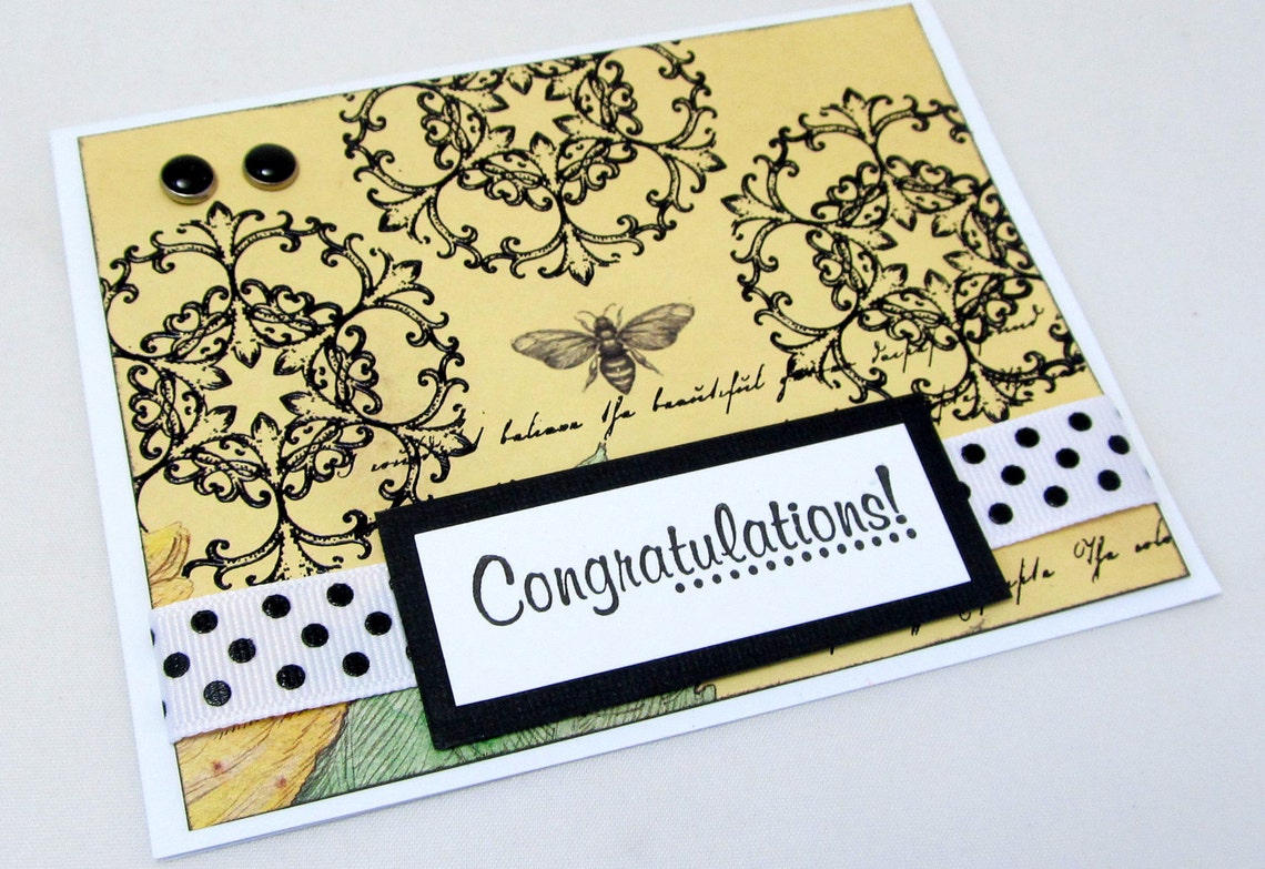 Congratulations Card Celebratory Card Vintage Botanical - Etsy