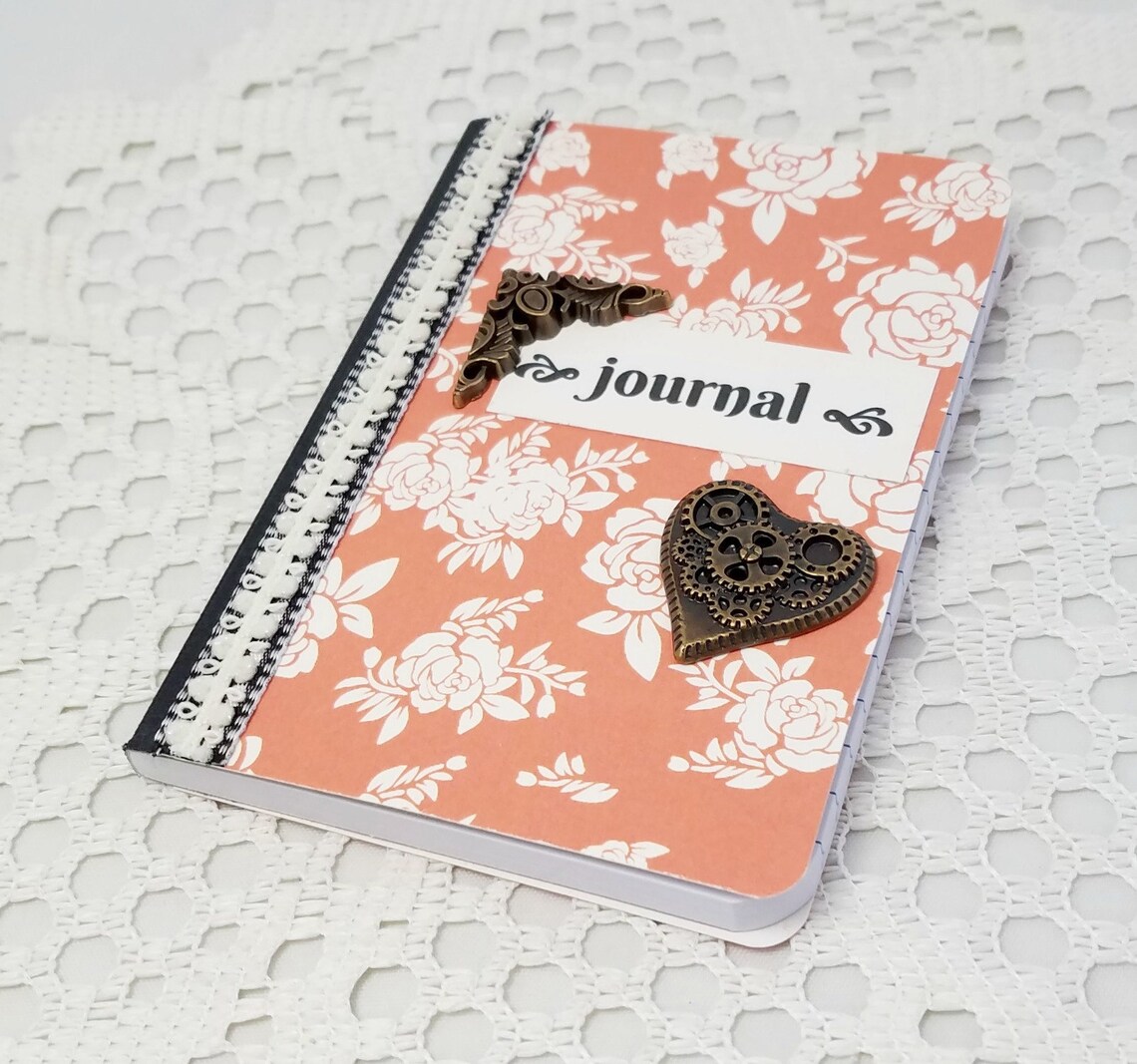 Coral Mini Journal - Small Floral Journal - Small Coral Notebook ...