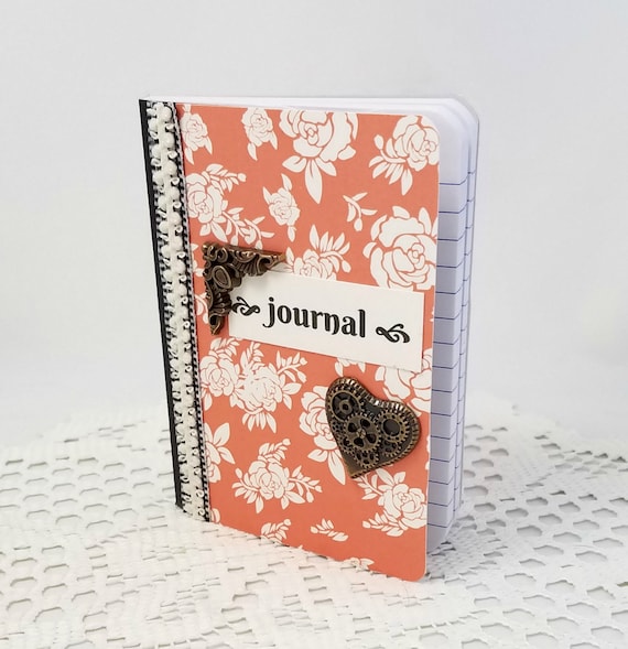 Coral Mini Journal Small Floral Journal Small Coral | Etsy