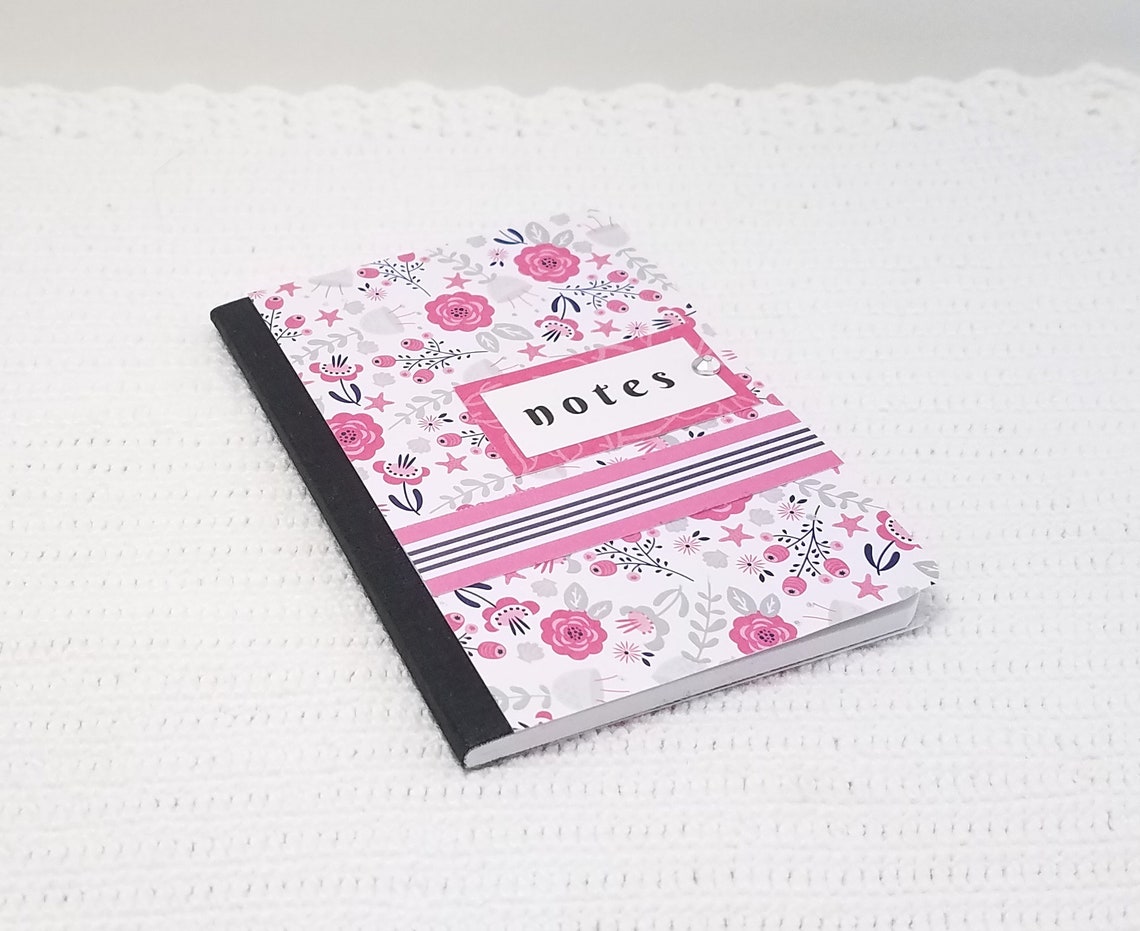 Pink Floral Mini Journal - Small Pink Floral Notebook - Bright Pink ...