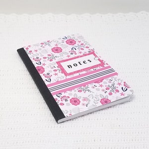 Pink Floral Mini Journal - Small Pink Floral Notebook - Bright Pink ...