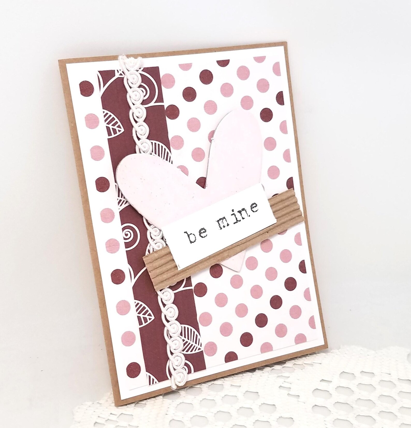 Be Mine Valentine Card - Be Mine Card - Pink Heart Valentine Card ...