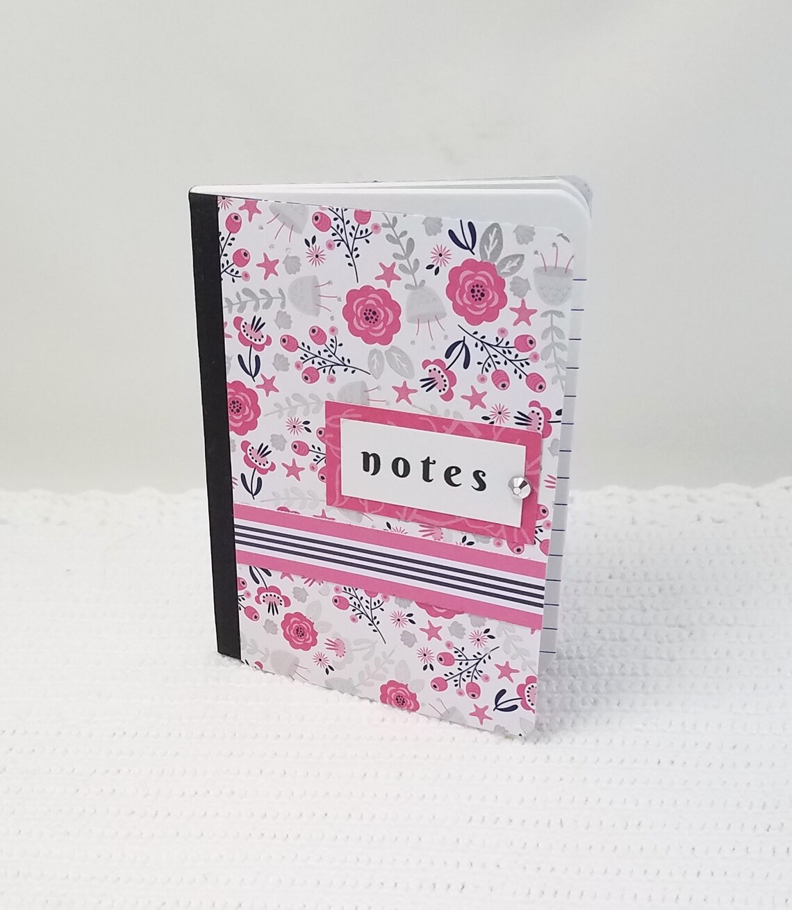 Pink Floral Mini Journal - Small Pink Floral Notebook - Bright Pink ...