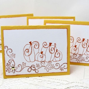 Pumpkin Note Cards - Small Note Cards - Set of 4 Cards - Autumn Theme ...