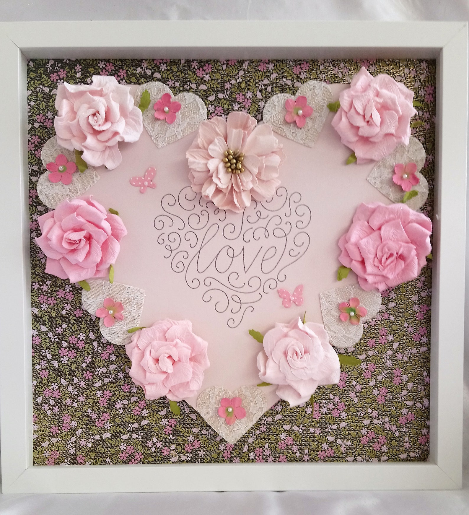 Floral Heart love Shadow Box in Several Colorsfree Gift Wrapping & Gift ...