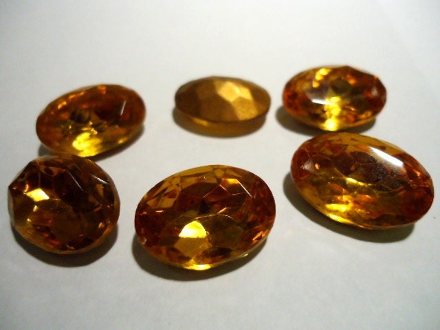 Vintage Glass Oval Light Topaz Brown Colour Foiled Czech Stone - Etsy