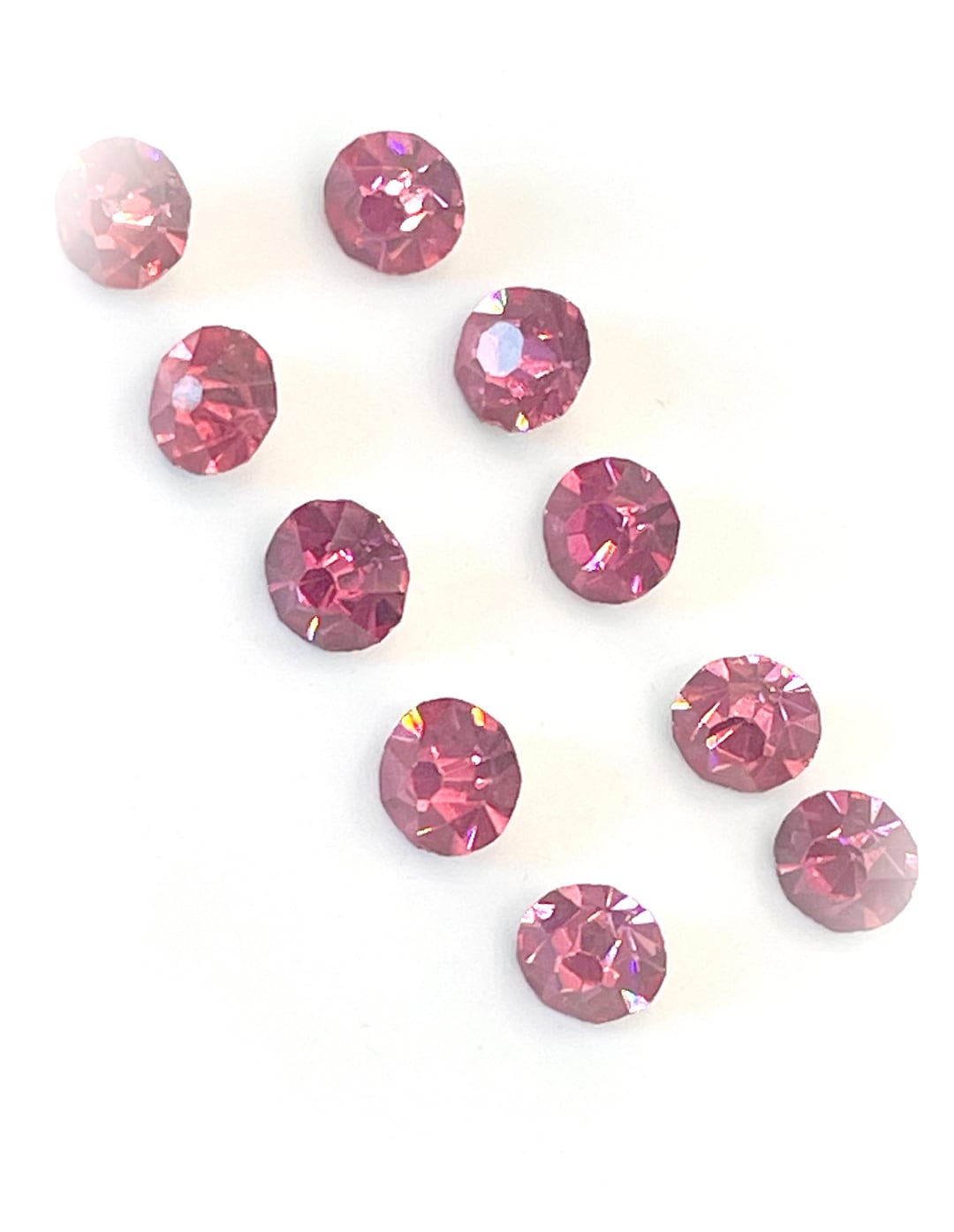 Vintage Light Rose Pink Rhinestones – Faceted Glass Chatons, 5mm (10 ...