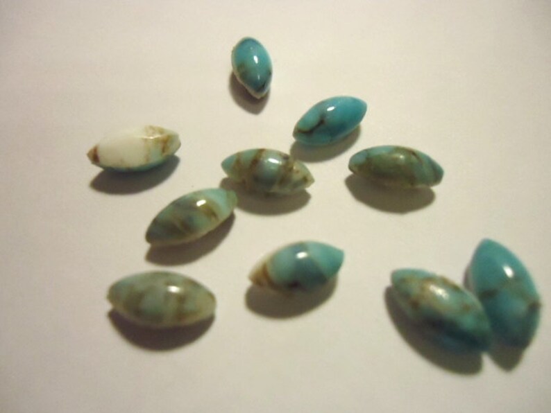 Light Blue Speckled Opaque Glass Stone Navette 9mm X 5mm 10 Pieces