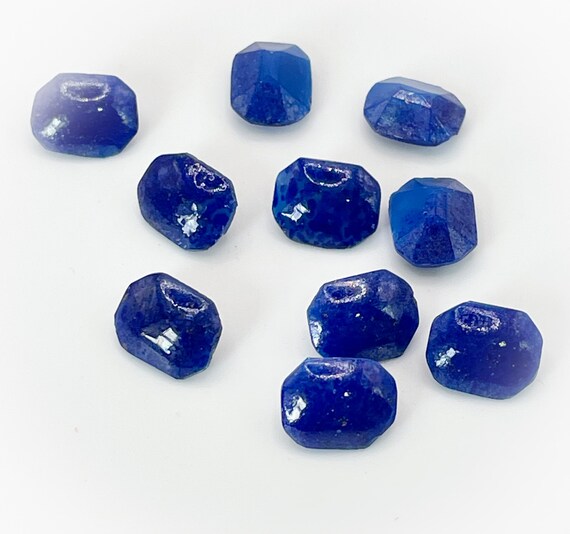Lapis Lazuli Dark Blue Colour Opaque Glass Stone Octagonal 10mm X 8mm 6g Approx 10 Pieces Vintage Stones for Jewellery Making Supplies Etsy UK