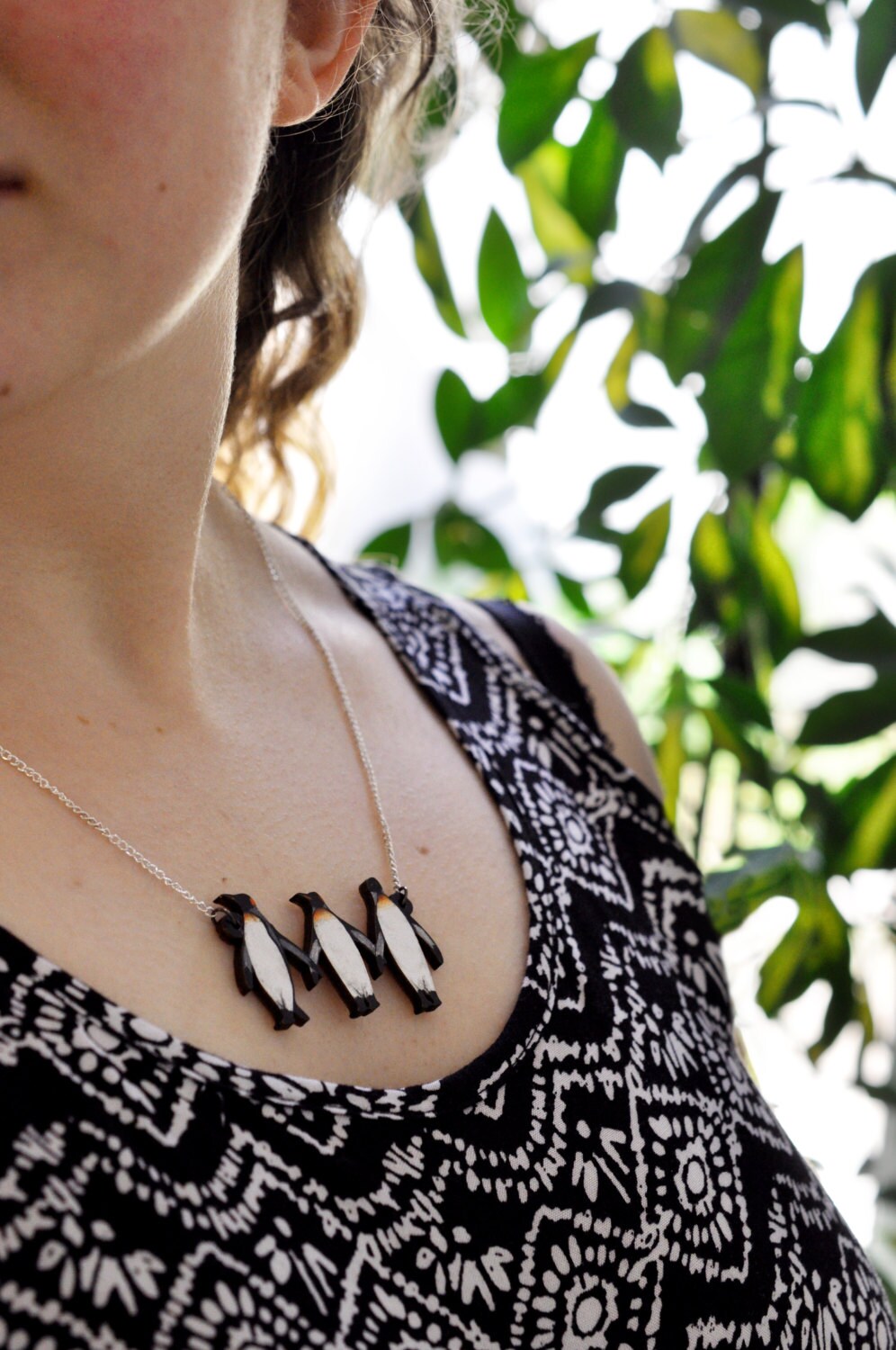 King Penguin Trio Necklace Illustrated Wooden Jewellery - Etsy UK