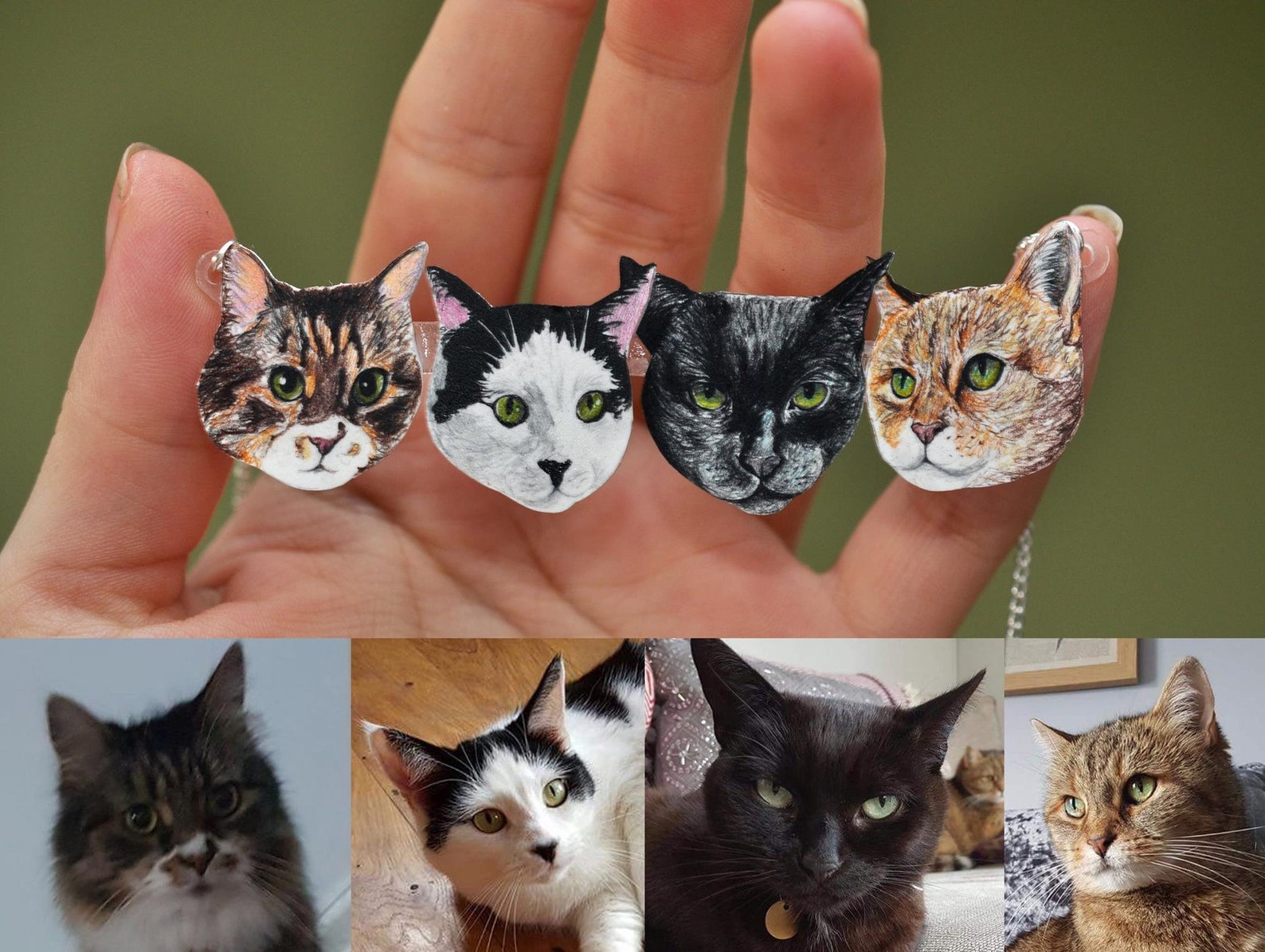Custom Pet Portrait Necklace Hand Drawn Shrink Plastic - Etsy