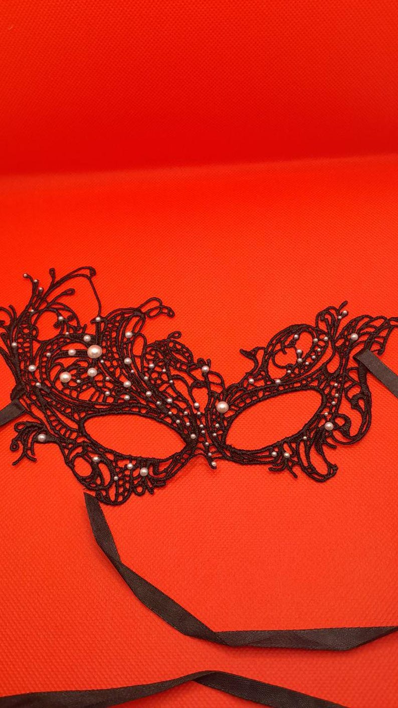 Lace Black Woman Pearls Mask, Masquerade Ball Mask, Ladies Mask Half ...