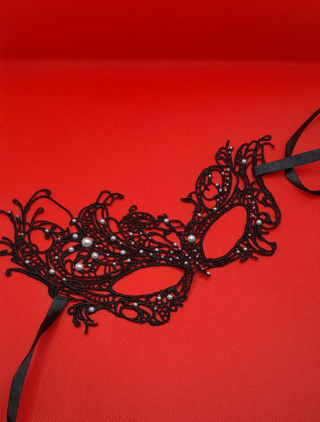 Lace Black Woman Pearls Mask, Masquerade Ball Mask, Ladies Mask Half ...