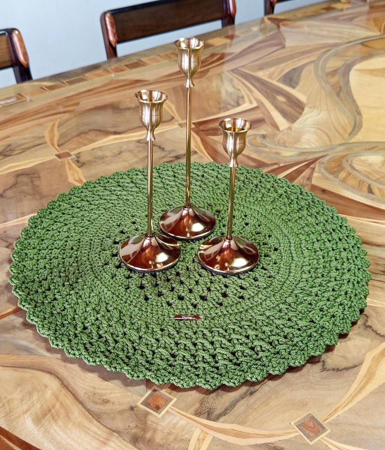 Crochet Placemat 40x40 Cm, Handmade Round Table Mat, Polyester Cord ...