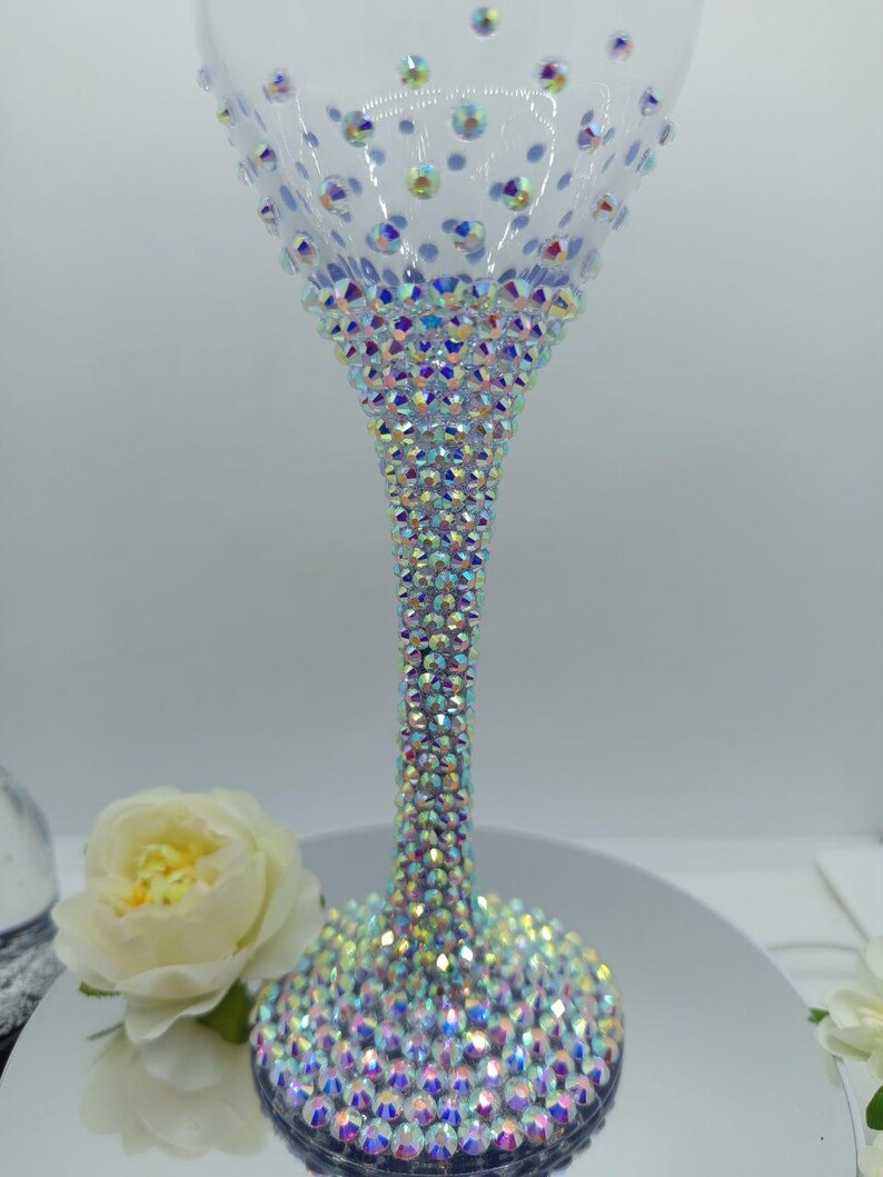 Custom Champagne Glasses With Letter | Personalized Crystal Rhinestone ...