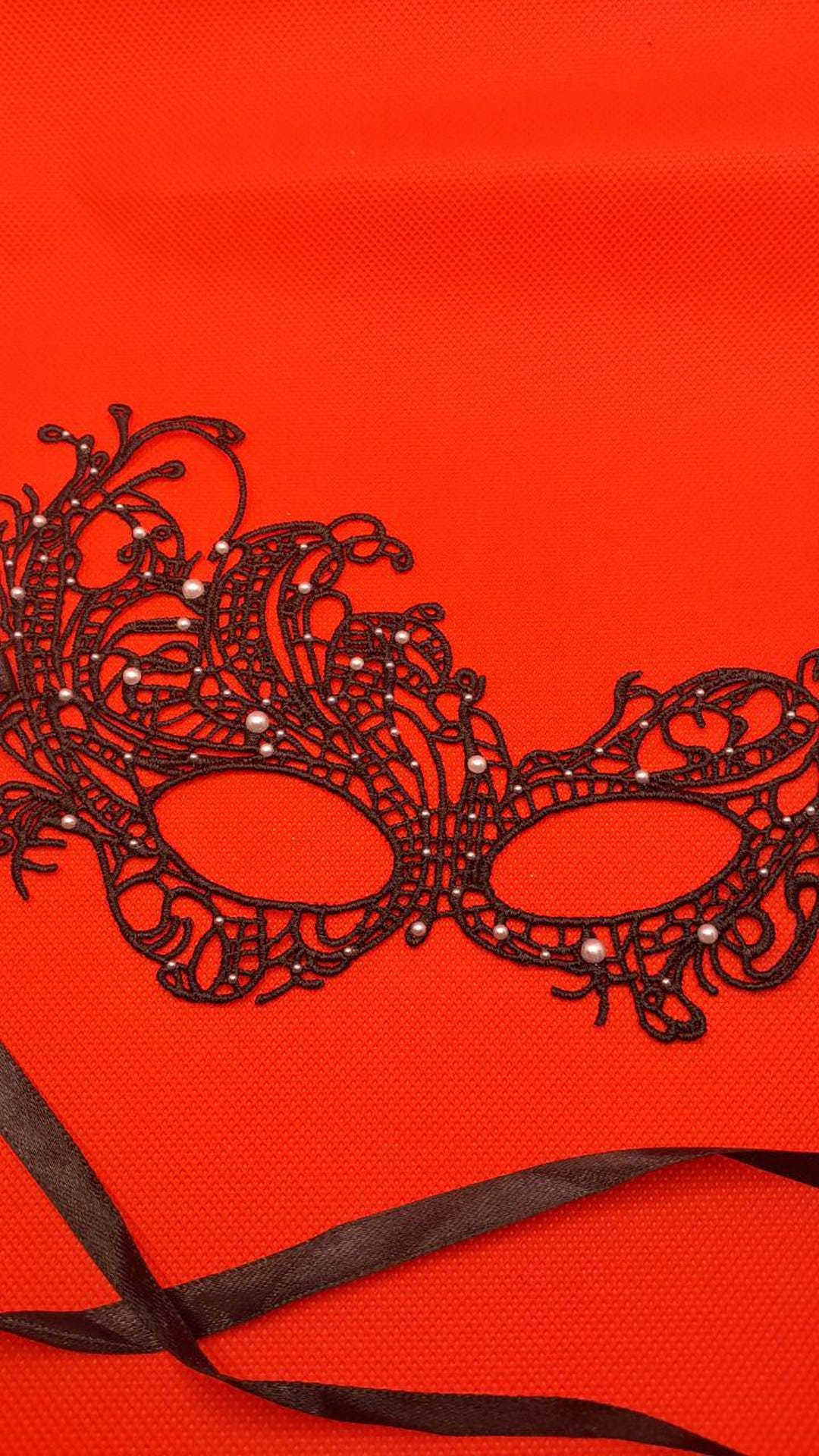 Lace Black Woman Pearls Mask, Masquerade Ball Mask, Ladies Mask Half ...