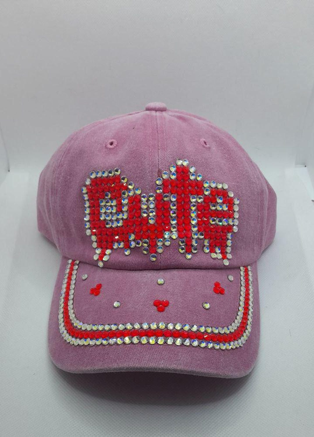 Handmade Rhinestone Bling Crystal Pink Ajustable Baseball Cap Sun Hat ...