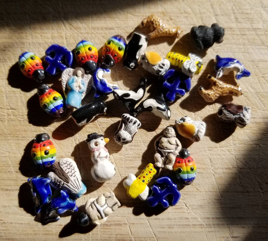 Peruvian Ceramic Beads/lady Bug Beads/sumo Beads/dolphin Beads/angel ...
