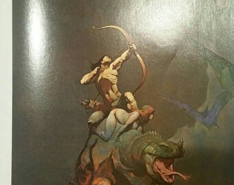 Jongar Fights Back Frank Frazetta Vintage Art Print Riding on - Etsy