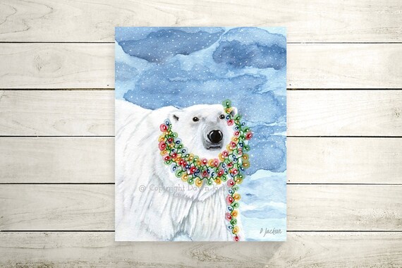 cute Christmas print UNFRAMED Cute Polar Bear Print Christmas Bear ...