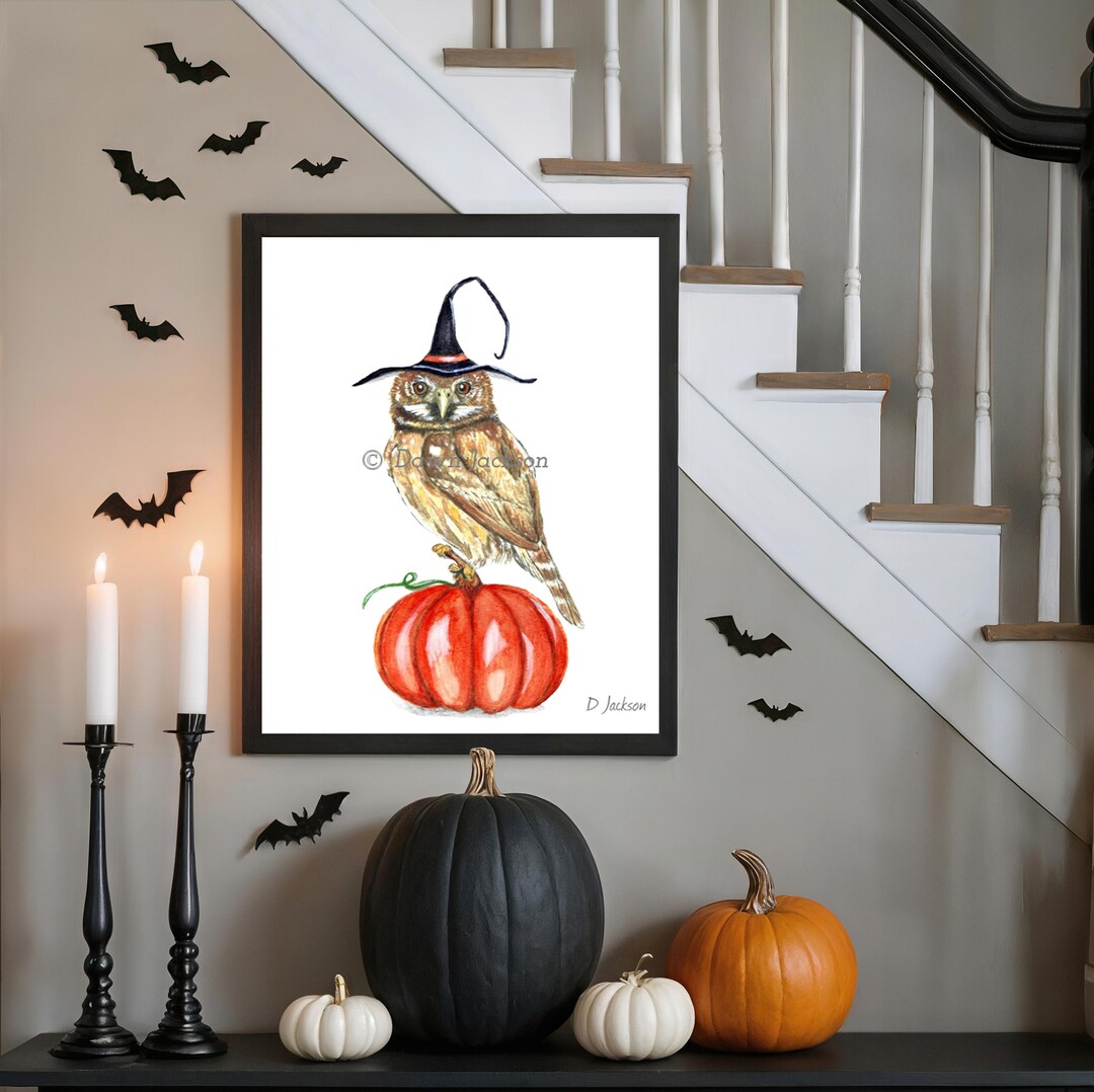 Halloween Witch Owl Printable Halloween Decor, Instant Digital Download ...