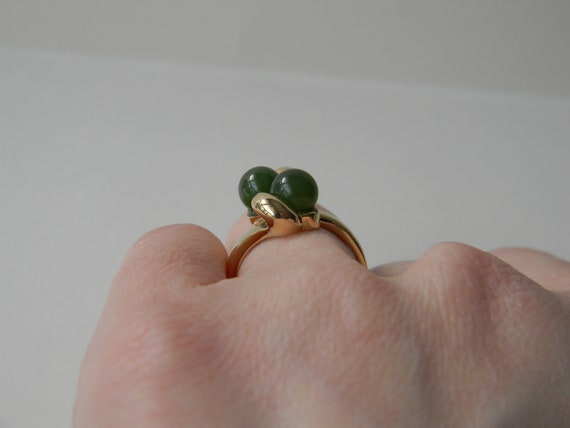 14k Gold Jade Ring Yellow Gold Nephrite - Gem