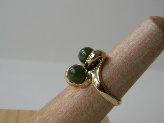 14k Gold Jade Ring Yellow Gold Nephrite - Gem