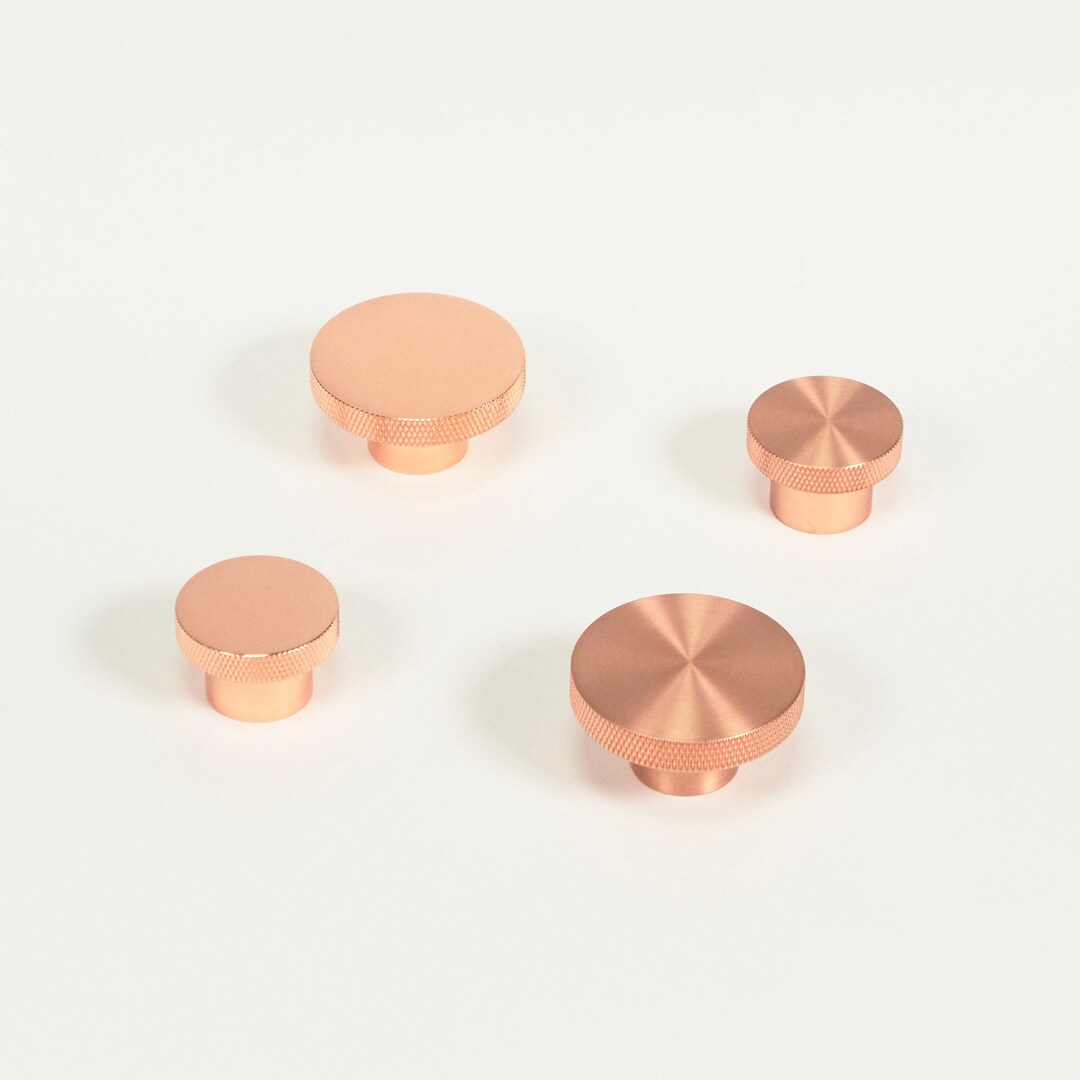 Copper Modernist Knurled Drawer Knob - Etsy