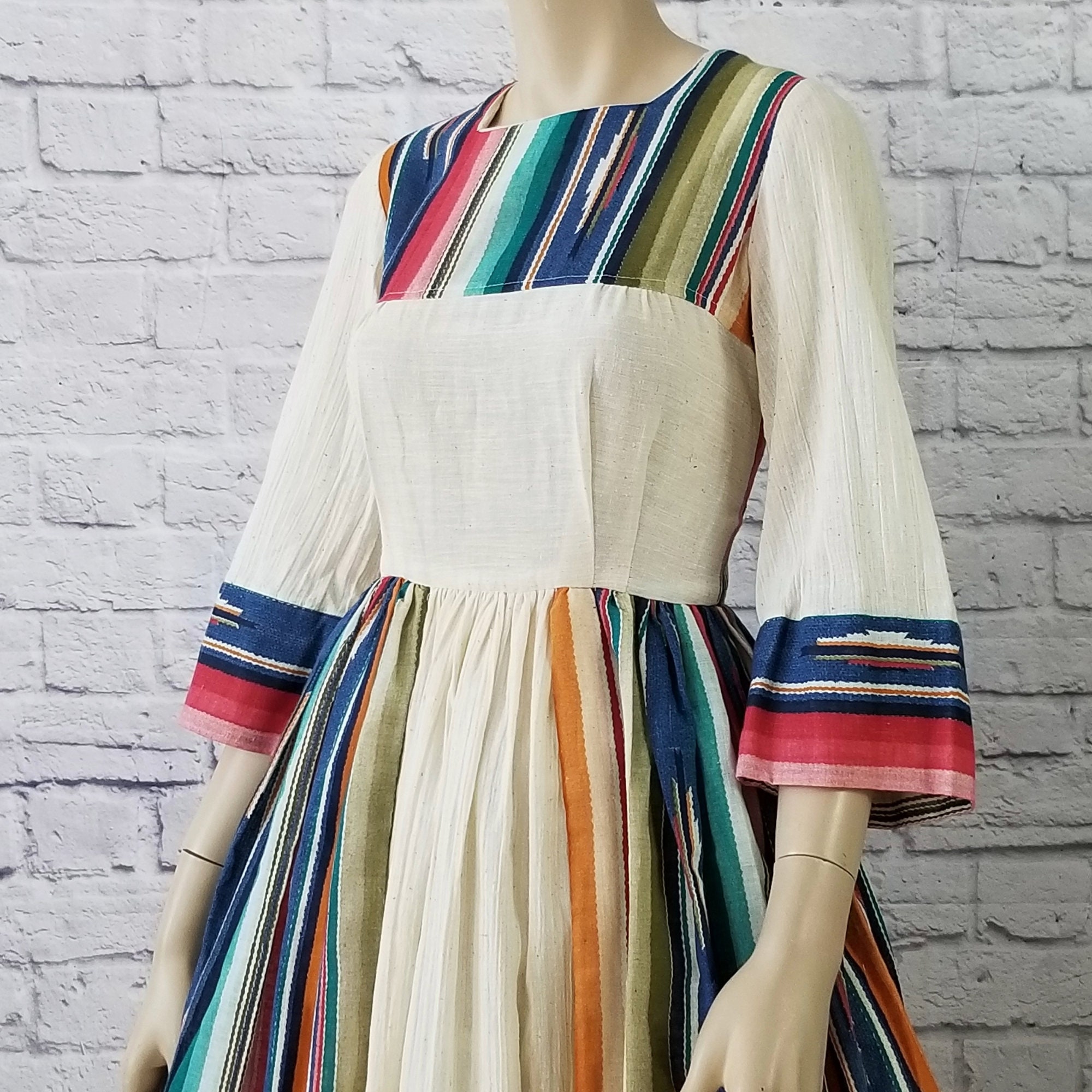 Vintage 1950s 1960s Southwestern Serape Striped Patio Dress - Etsy