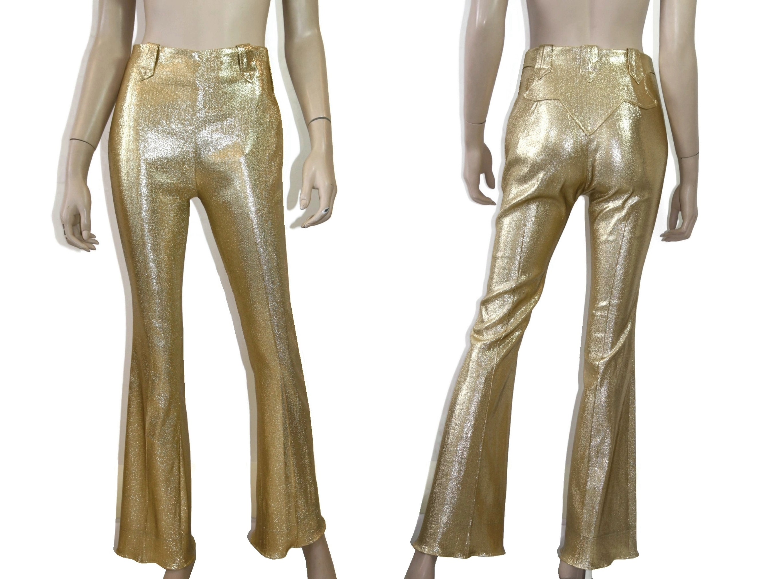 Vintage Gold Metallic Western 60s 70s Rodeo Pants, 1960s 1970s Lurex ...
