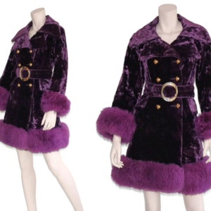 1980s 1990s Donnybrook Art Deco Vegan Fur Faces Coat 1980s 1990s Donnybrook Art Deco Vegan Fur Faces Coat