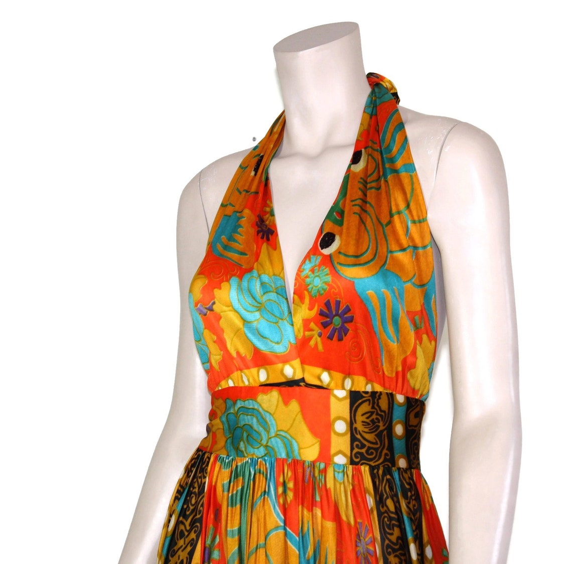 60s 70s Psychedelic Novelty Fish Halter Sun Dress 1960s 1970s - Etsy