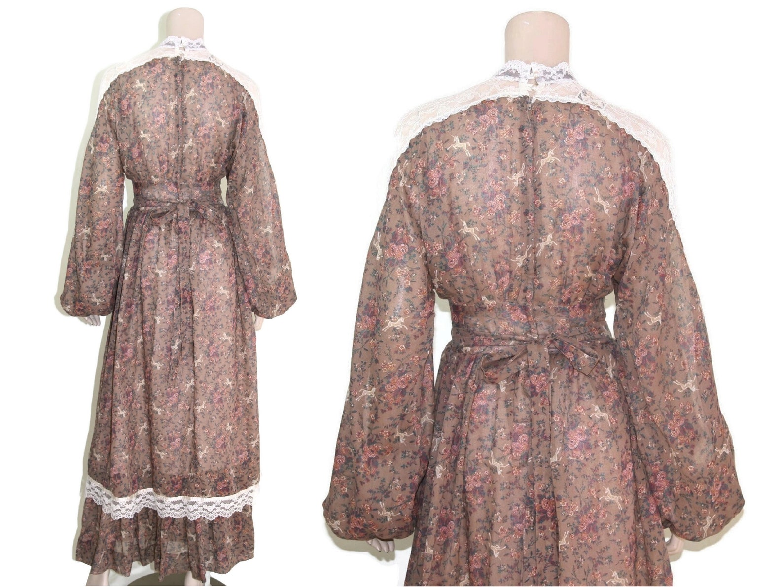 Gunne Sax Unicorn Cottagecore Dress, 70s 1970s Victorian Lace Prairie ...
