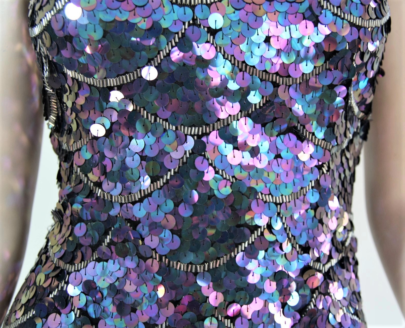 80s Purple Gold Sequined Beaded Mermaid Scale Backless Trophy - Etsy