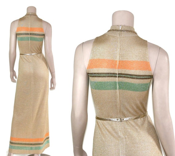 70s Emilio Pucci gold striped metallic gown, 1970s lu… - Gem