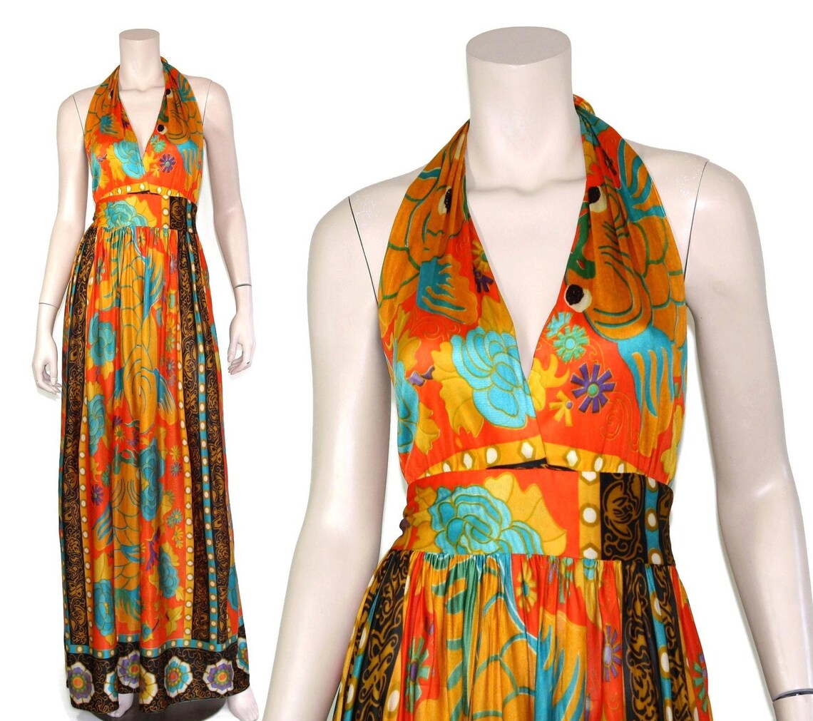 60s 70s Psychedelic Novelty Fish Halter Sun Dress 1960s 1970s - Etsy
