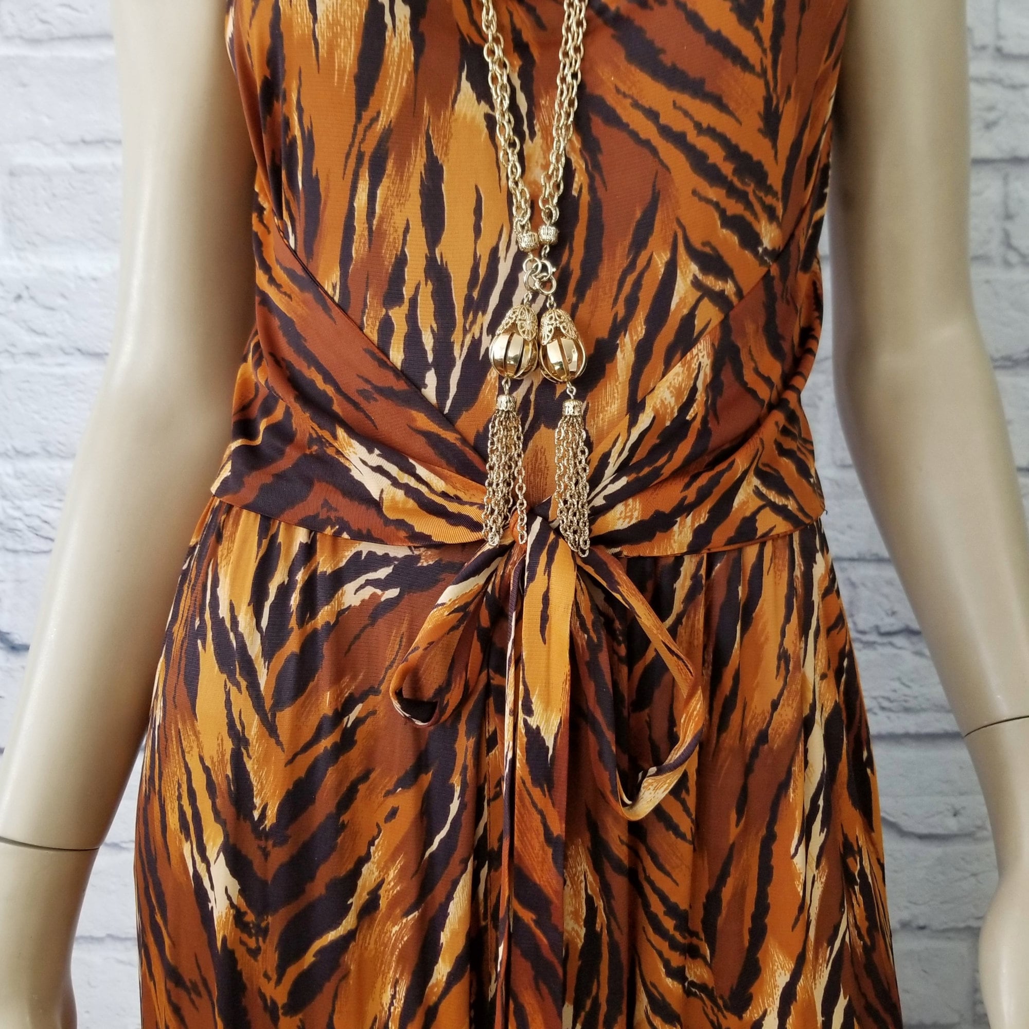 Vintage 60s 70s Tiger Animal Print Backless Palazzo Jumpsuit - Etsy