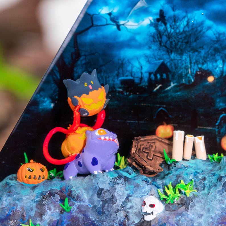 Epoxy Lamp – Halloween Pokemon Custom Night Light Triangle, Cute Spooky ...