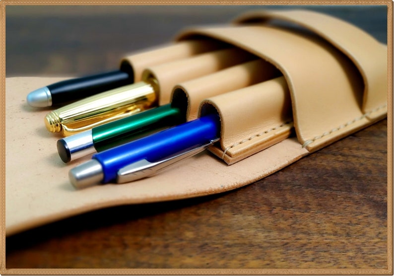 Natural Leather Case With a Pull-out Divider for 4 Fountain | Etsy