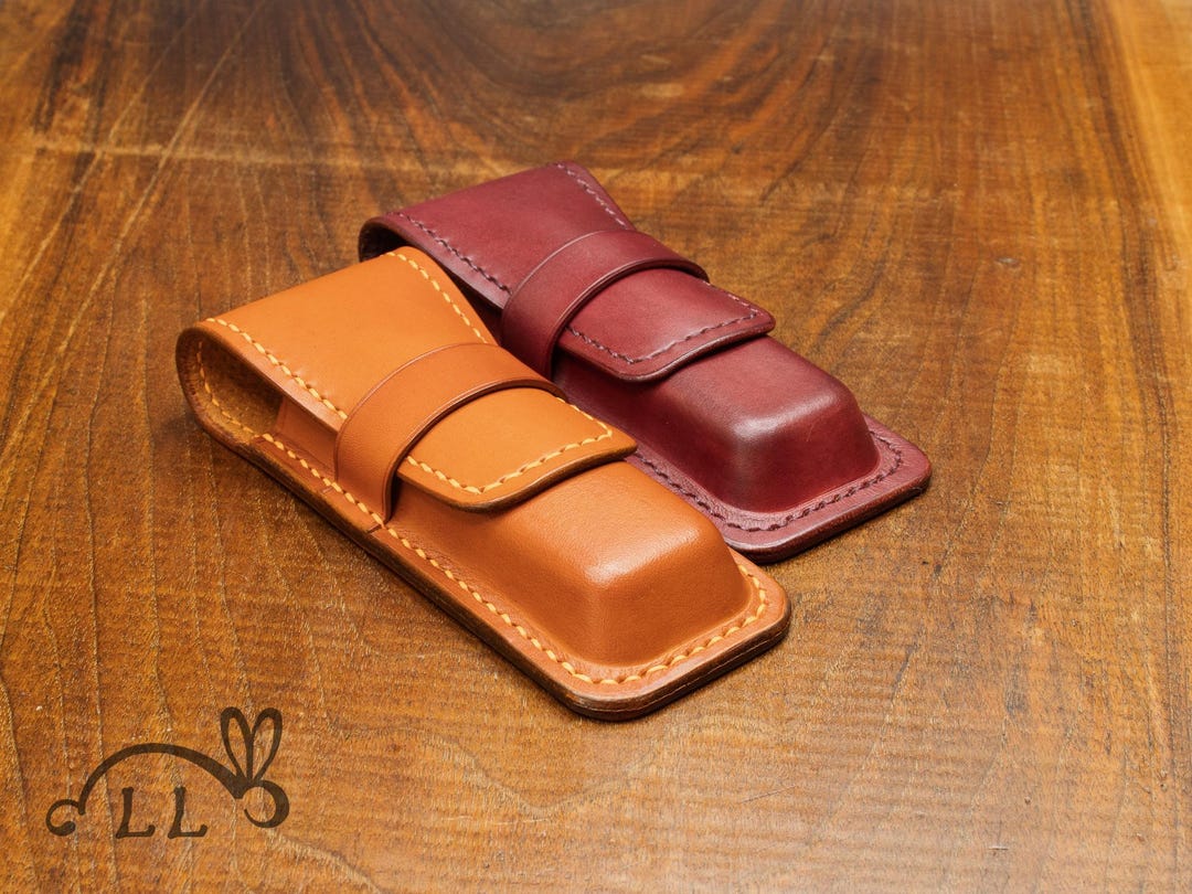 Handmade Full Grain Leather Double Pen Case - Personalized - Etsy