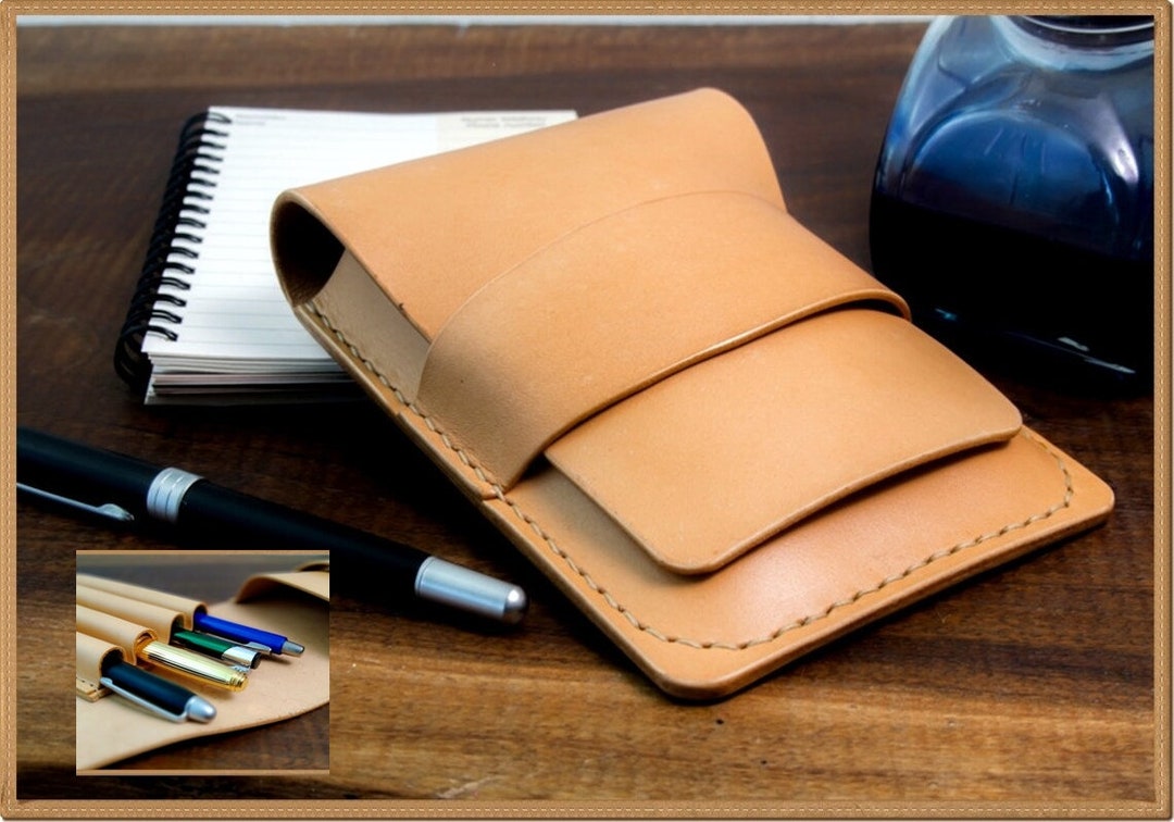 Natural Leather Case With a Pull-out Divider for 4 Fountain Pens - Etsy