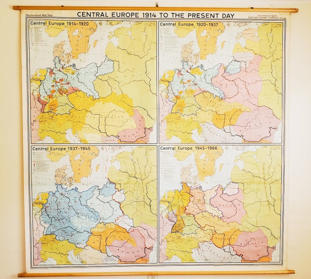Vintage Westermann Map of Central Europe 1914-1966 - Etsy