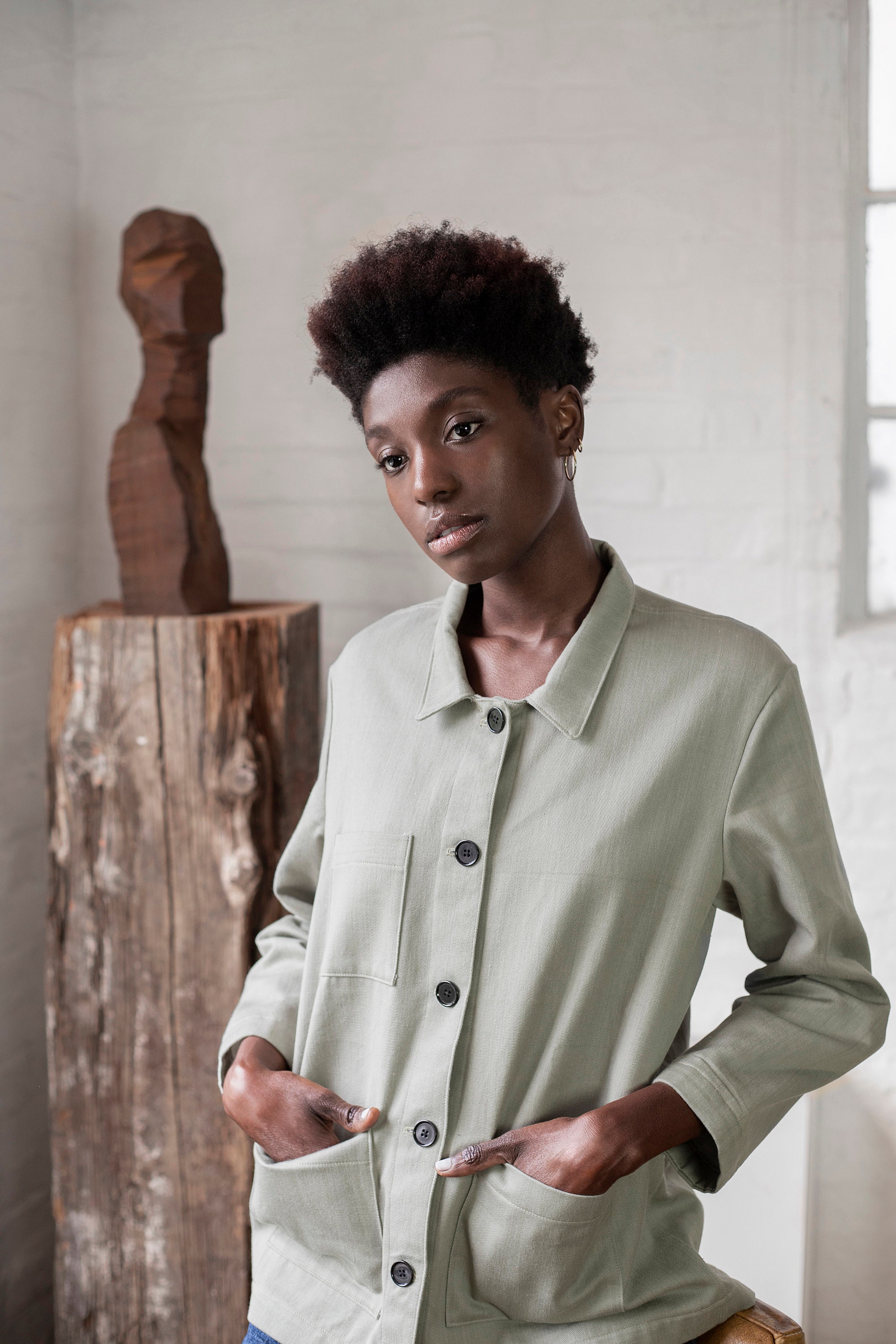 Organic Denim Workwear Chore Jacket - Garden Room Green - Etsy