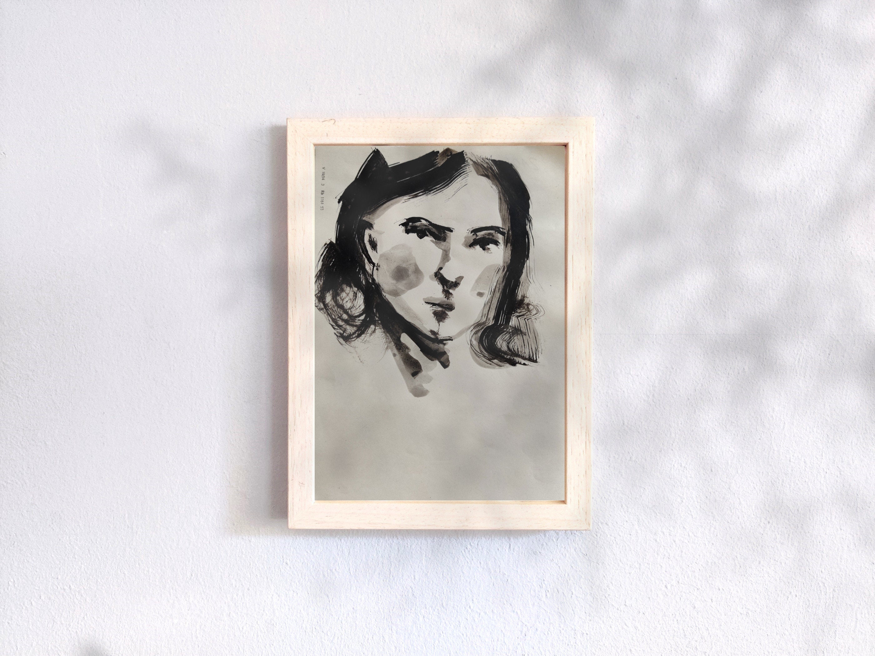 Original Vintagepaper Inkdrawing Femaleportrait Wallart - Etsy