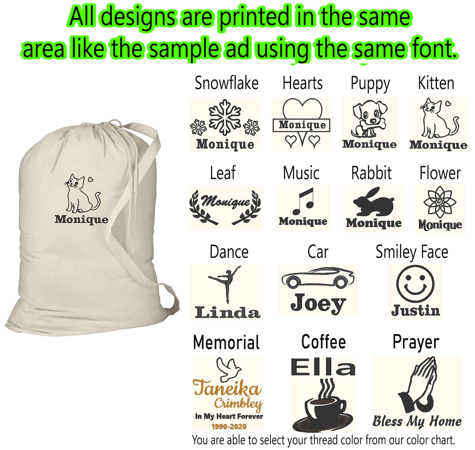 Personalized Embroidered Large Laundry Bag Monogram Laundry - Etsy