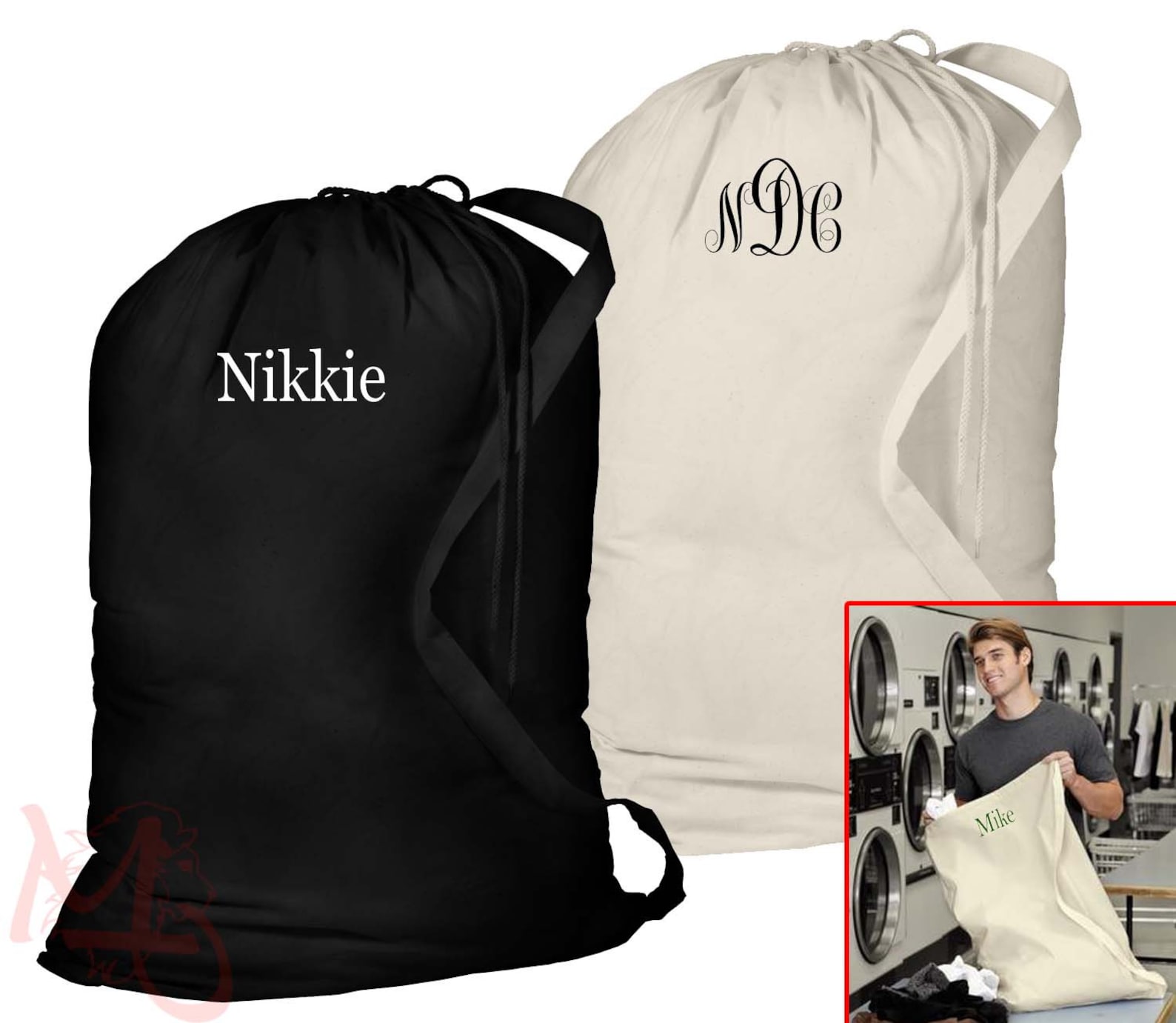 Personalized Embroidered Large Laundry Bag Monogram Laundry - Etsy
