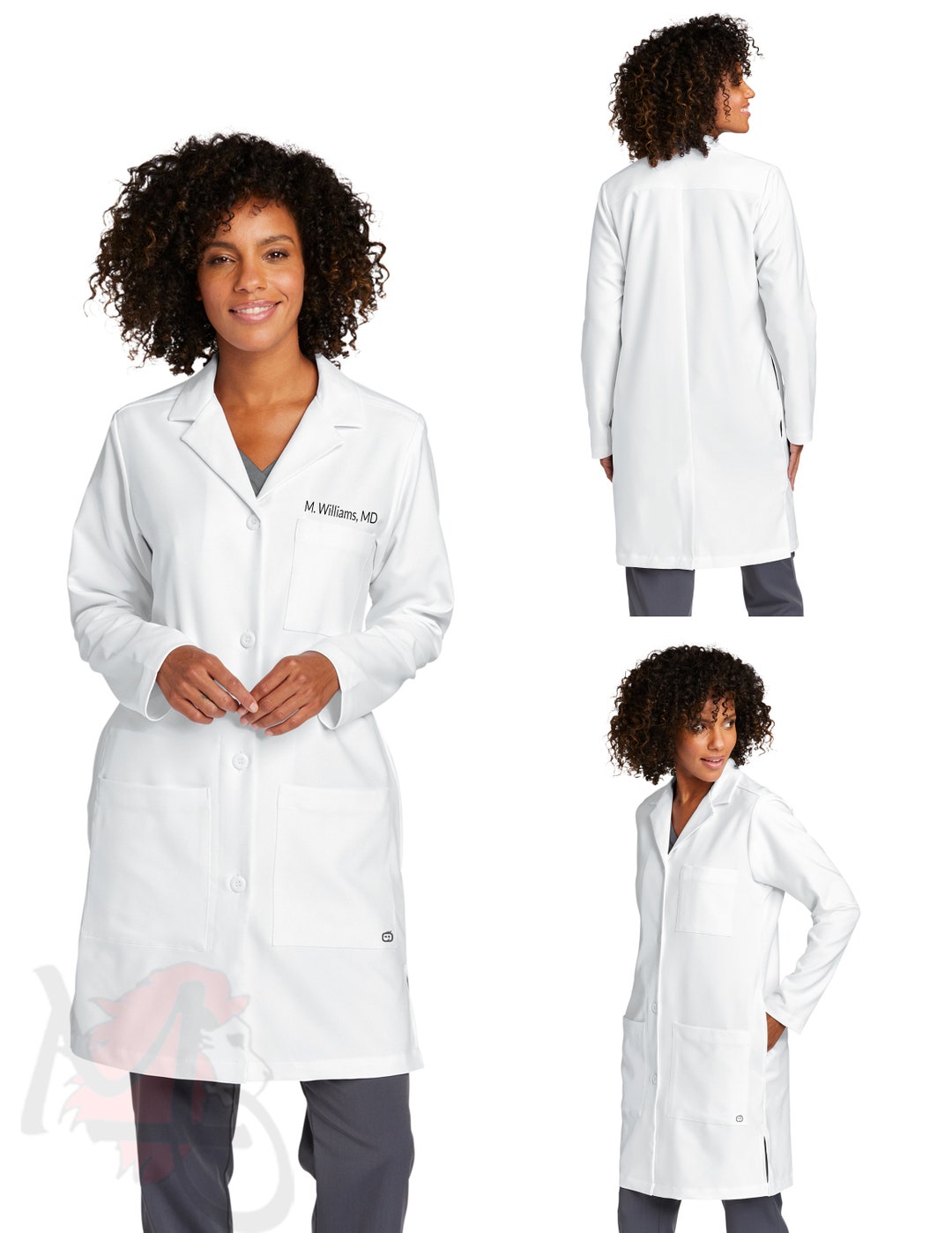 Women's Embroidered Long Lab Coat - Women's Long Lab Coat - Etsy